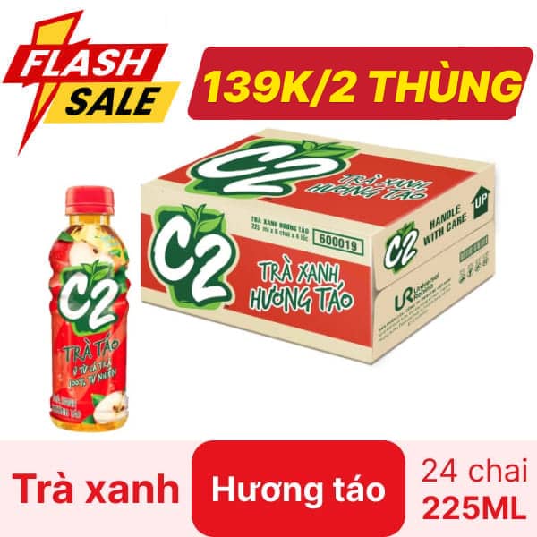 Trà xanh C2 hương táo chai 225ml giá tốt tại Bách hoá XANH