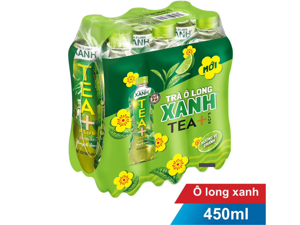 Lốc 6 chai trà ô long xanh hương chanh Tea + 450ml giá tốt