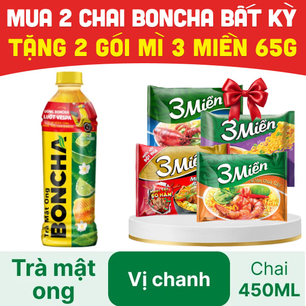 Lốc 6 chai trà mật ong Boncha vị chanh 450ml giá tốt