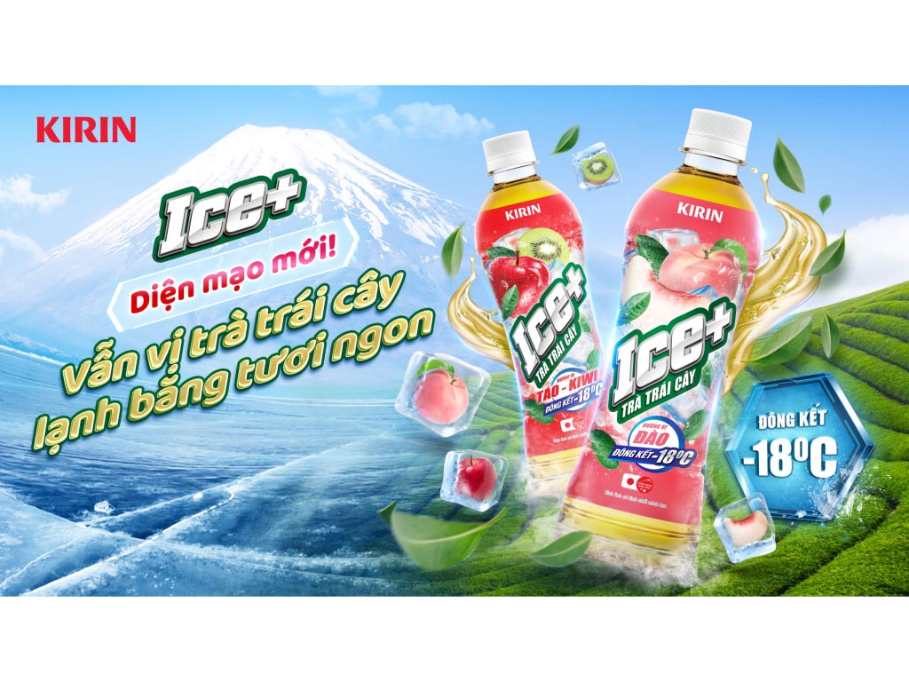 Trà trái cây Kirin Ice+ vị táo và kiwi chai 490ml giá tốt