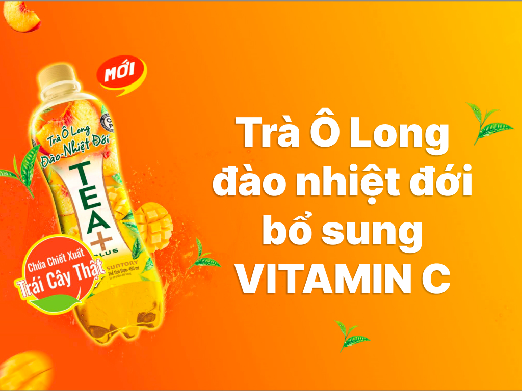 Lốc 6 chai trà ô long Tea Plus vị đào 450ml giá tốt