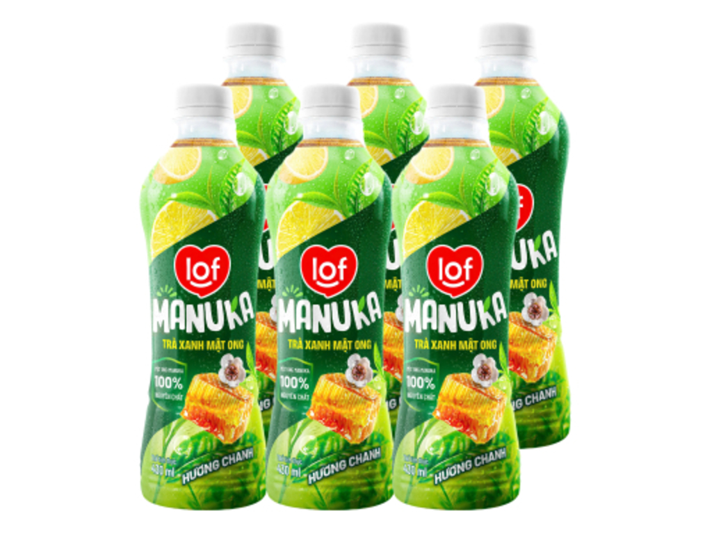 Thùng 24 chai trà xanh mật ong hương chanh LOF Manuka 430ml