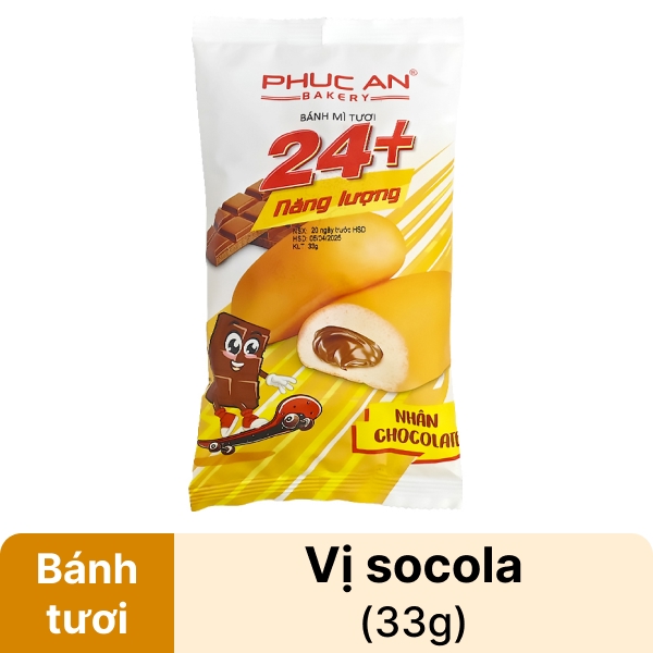 Bánh mì tươi nhân socola 24+ Phúc An 33g tại Bách hóa XANH