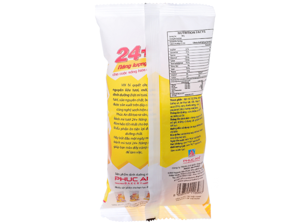 Bánh mì tươi nhân socola 24+ Phúc An 33g tại Bách hóa XANH