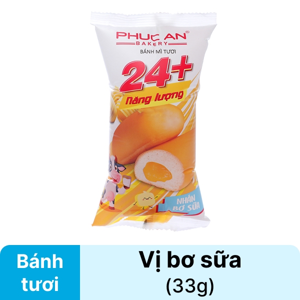 Bánh mì tươi nhân bơ sữa 24+ Phúc An 33g tại Bách hóa XANH