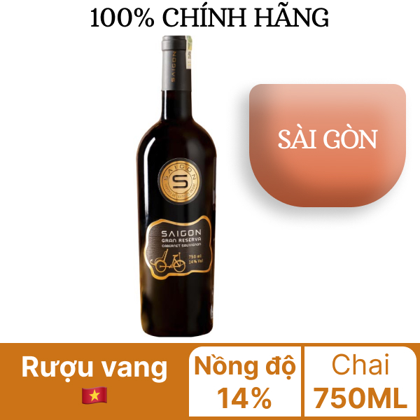 Rượu vang đỏ Sài Gòn Gran Reserva 14% chai 750ml giá tốt