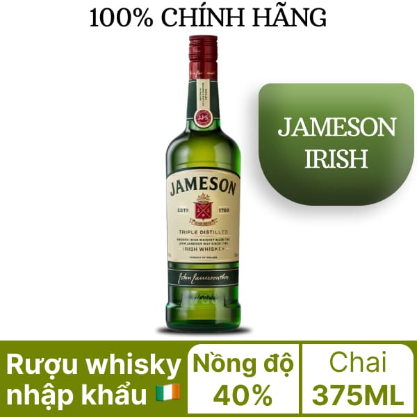 Rượu whisky Jameson Irish 40% chai 375ml tại Bách hoá XANH