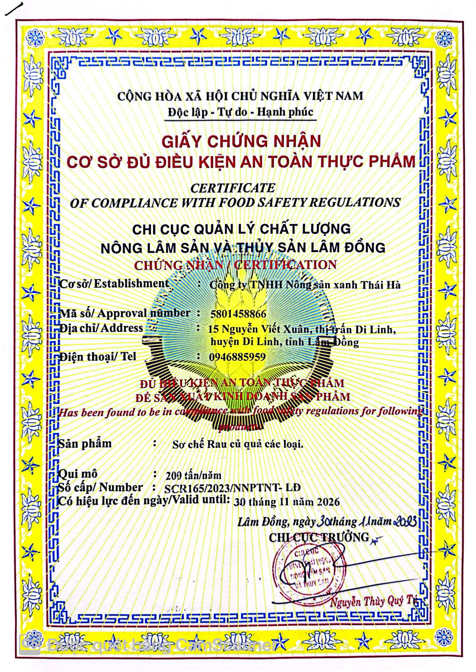 CÔNG TY THHH NÔNG SÁN XANH THÁI HÀ