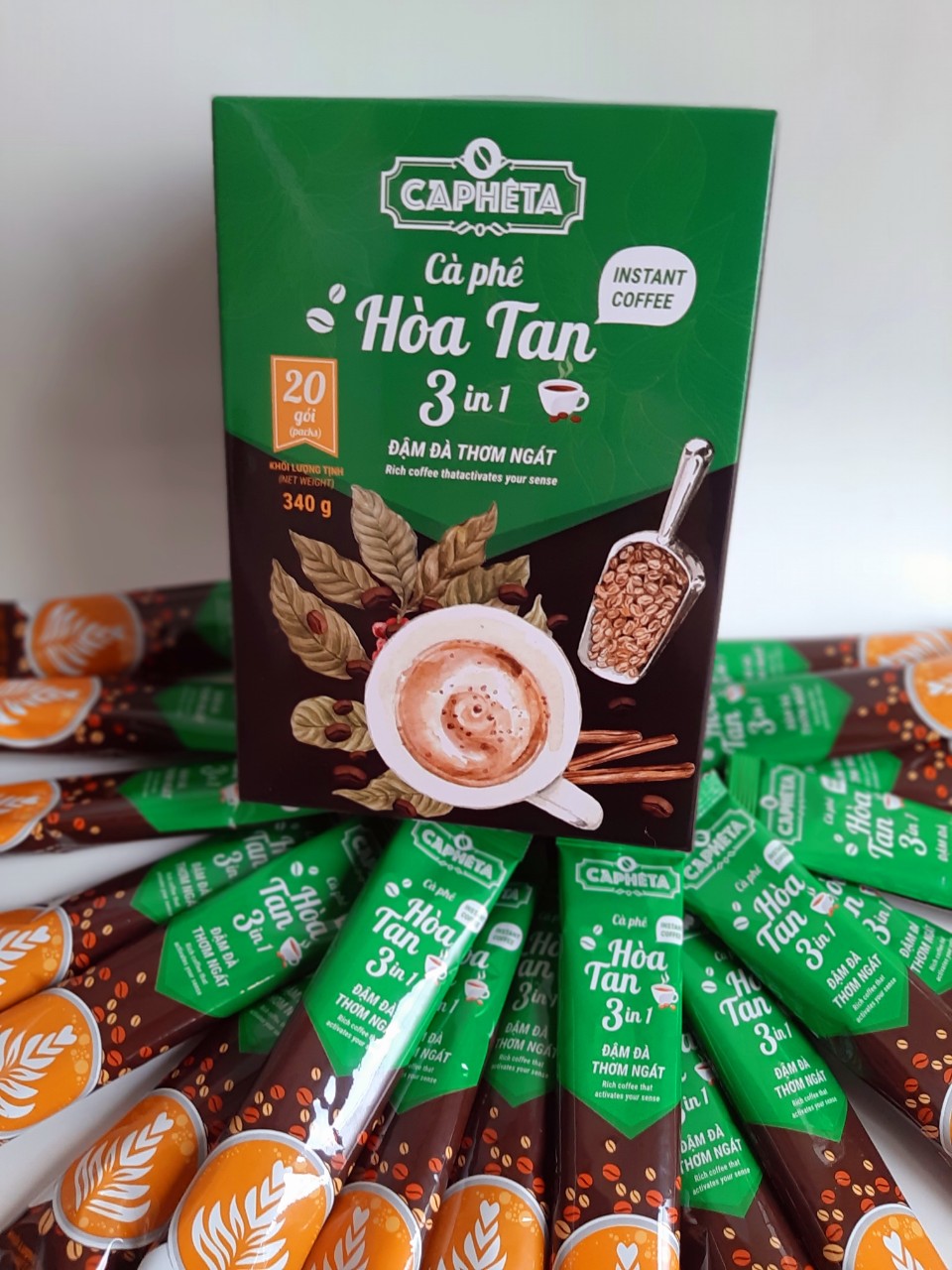 Cà phê hòa tan CAPHETA 3in1 (Xanh)