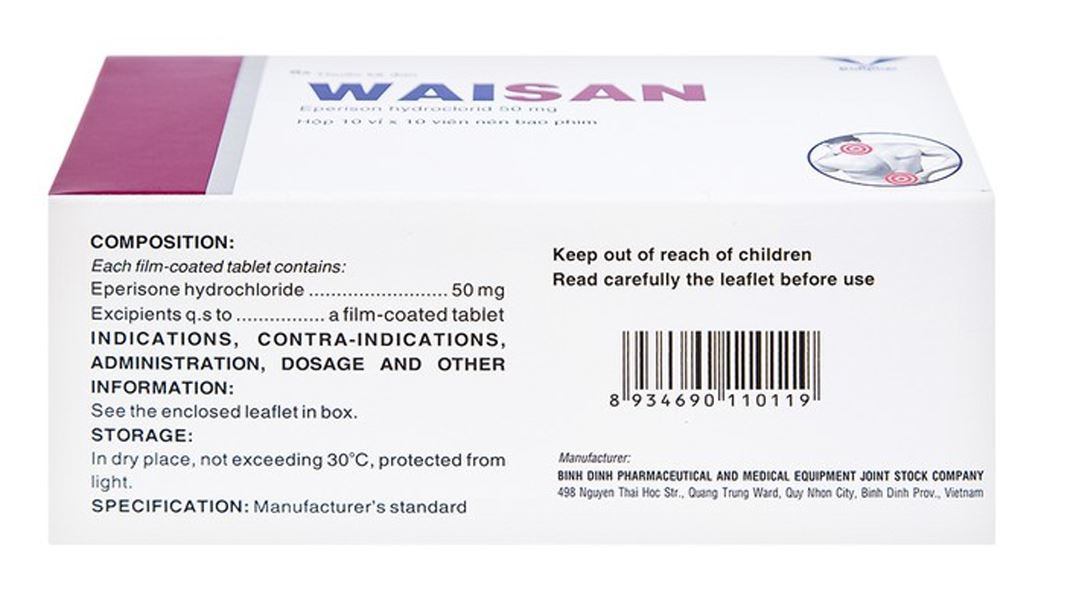 Waisan 50mg điều trị triệu chứng tăng trương lực cơ, co cứng cơ (10 vỉ ...
