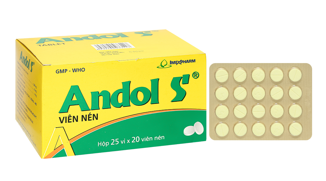 Thuốc Andol S trị các triệu chứng cảm, sốt, đau đầu (25 vỉ x 20 viên ...