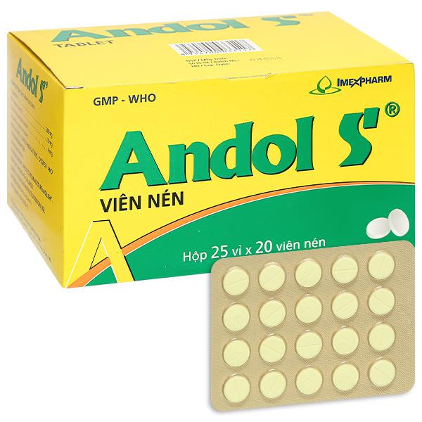 Thuốc Andol S trị các triệu chứng cảm, sốt, đau đầu (25 vỉ x 20 viên ...