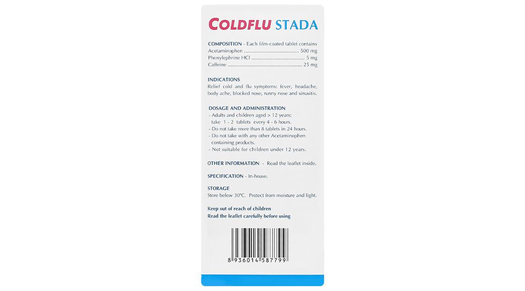 Coldflu Stada trị các triệu chứng cảm cúm: sốt, đau và xung huyết mũi ...