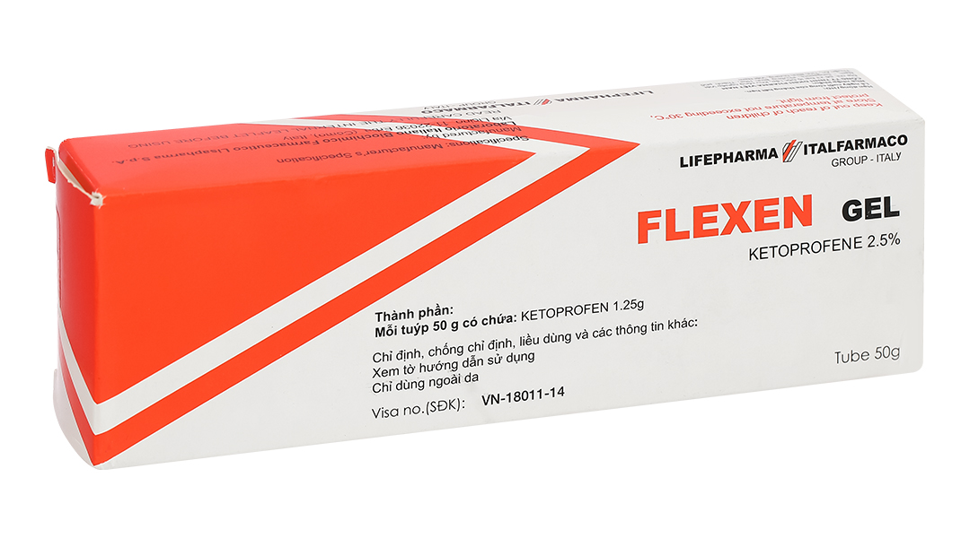 Flexen Gel trị đau cơ, bong gân, bầm tím, trật khớp tuýp 50g - 08/2025 | nhathuocankhang.com