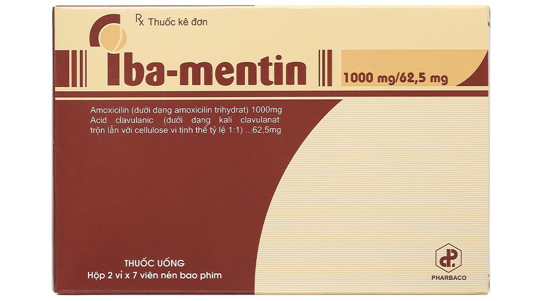 Iba-mentin 1000mg/62.5mg trị nhiễm khuẩn (2 vỉ x 7 viên) - 12/2025 ...