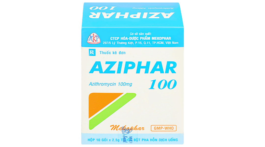 Bột pha hỗn dịch uống Aziphar 100 trị nhiễm khuẩn (10 gói x 2.5g) - 05/ ...