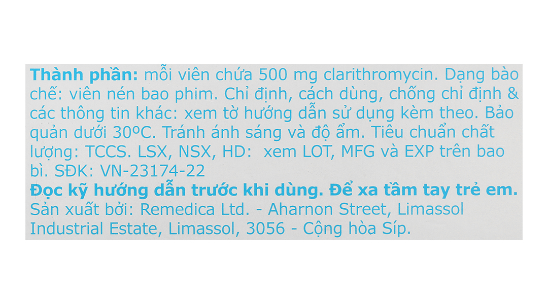 Remeclar 500 trị nhiễm khuẩn (2 vỉ x 7 viên) - 08/2025 ...