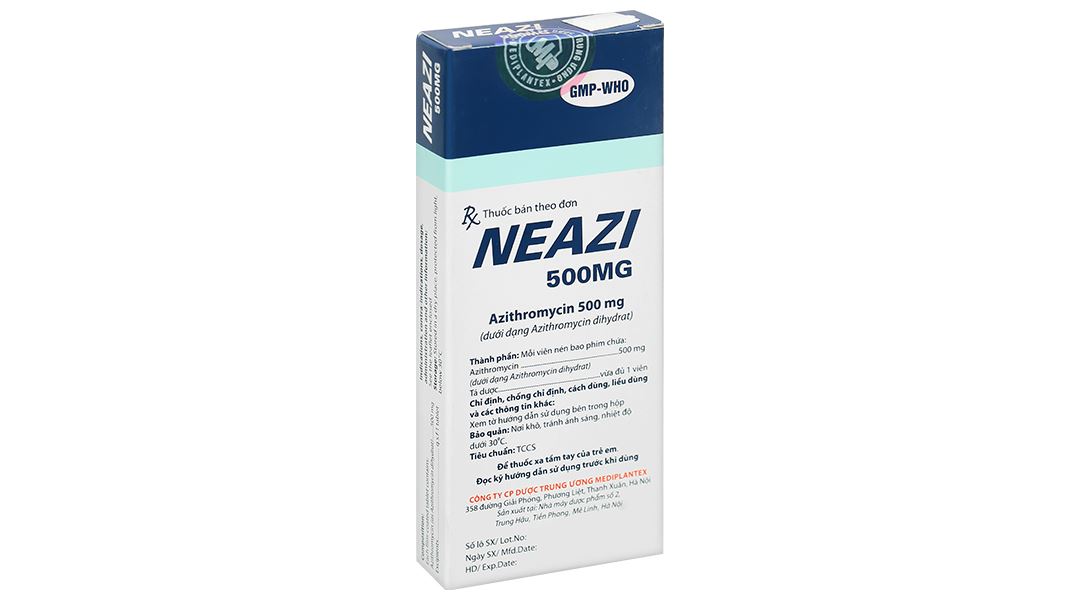 Neazi 500mg trị nhiễm khuẩn đường hô hấp (1 vỉ x 3 viên) - 10/2025 ...