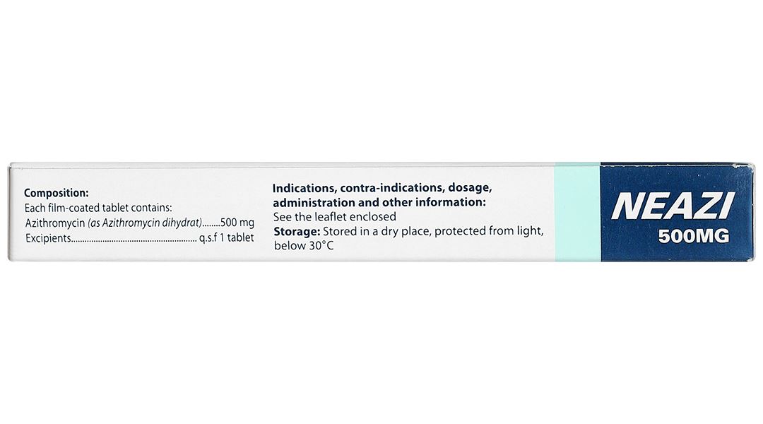 Neazi 500mg trị nhiễm khuẩn đường hô hấp (1 vỉ x 3 viên) - 10/2025 ...