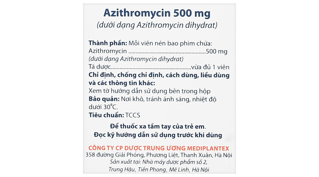 Neazi 500mg trị nhiễm khuẩn đường hô hấp (1 vỉ x 3 viên) - 10/2025 ...