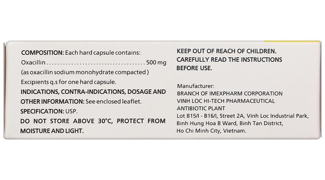 Oxacillin IMP 500mg trị nhiễm khuẩn đường hô hấp, nhiễm khuẩn ở xương ...