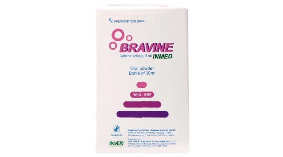 Thuốc bột uống Bravine Inmed 125mg/5ml điều trị các bệnh nhiễm trùng lọ ...