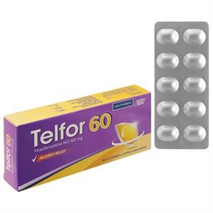 Telfast BD 60mg trị viêm mũi dị ứng, mày đay vô căn mạn tính (3 vỉ x 10 ...