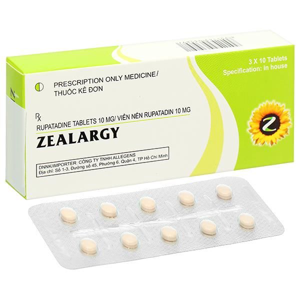 Zealargy 10mg điều trị triệu chứng viêm mũi dị ứng (3 vỉ x 10 viên ...