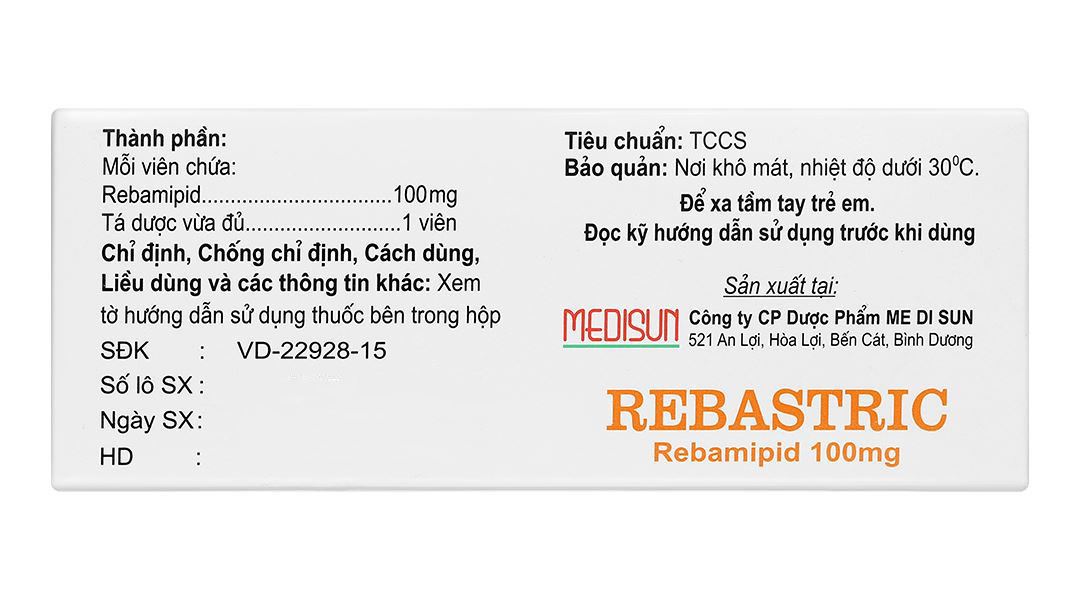 Thuốc Rebastric 100mg Medisun trị loét, viêm dạ dày - 09/2025 ...