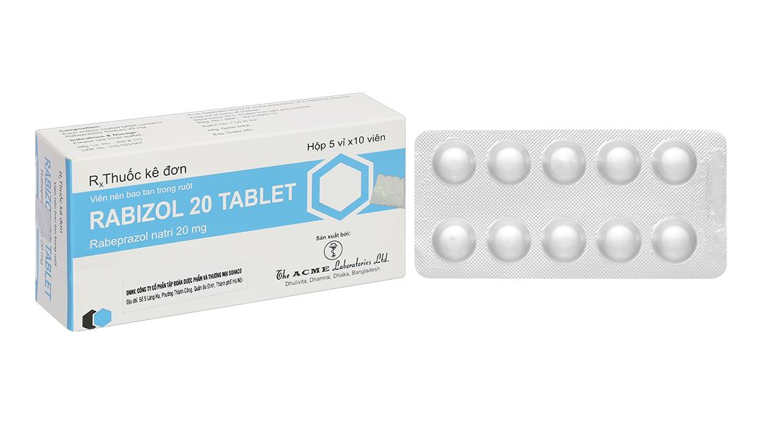 Rabizol 20 tablet điều trị loét dạ dày, tá tràng (5 vỉ x 10 viên) - 08/ ...