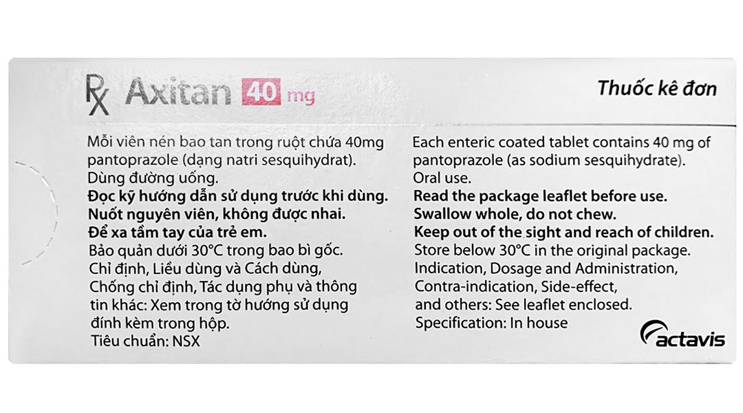 Axitan 40mg điều trị trào ngược dạ dày, thực quán (3 vỉ x 10 viên) - 03 ...