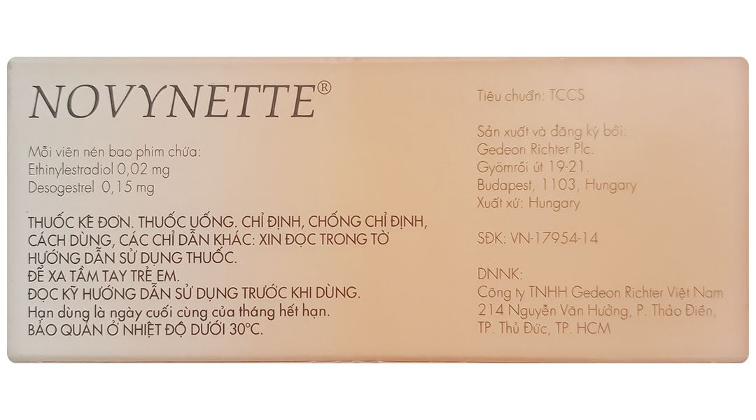 Novynette thuốc tránh thai hằng ngày (1 vỉ x 21 viên) - 08/2025 ...