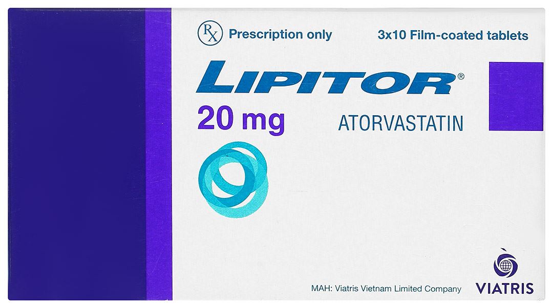 Thuốc Lipitor 20mg trị rối loạn mỡ máu, tăng cholesterol máu (3 vỉ x 10 ...