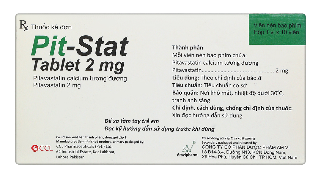 Pit-stat Tablet 2 mg tác dụng giảm Cholesterol toàn phần và LDL-C (1 vỉ ...