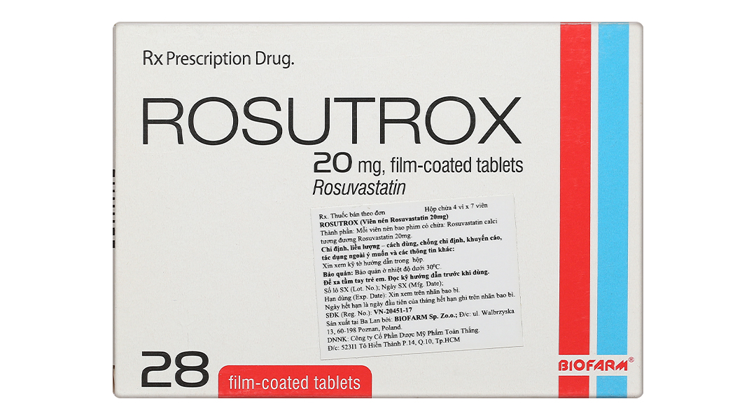 Rosutrox 20mg điều trị rối loạn lipid máu, phòng ngừa biến cố tim mạch ...