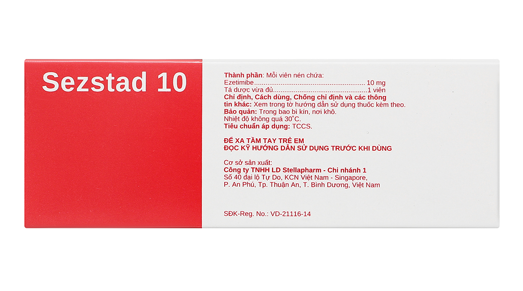 Sezstad 10 trị tăng cholesterol máu nguyên phát (6 vỉ x 10 viên) - 08/ ...