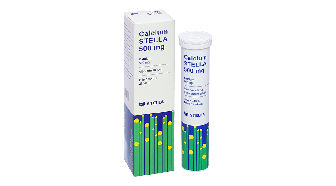 Viên sủi Calcium Stella 500mg bổ sung calci, trị loãng xương tuýp 20 ...
