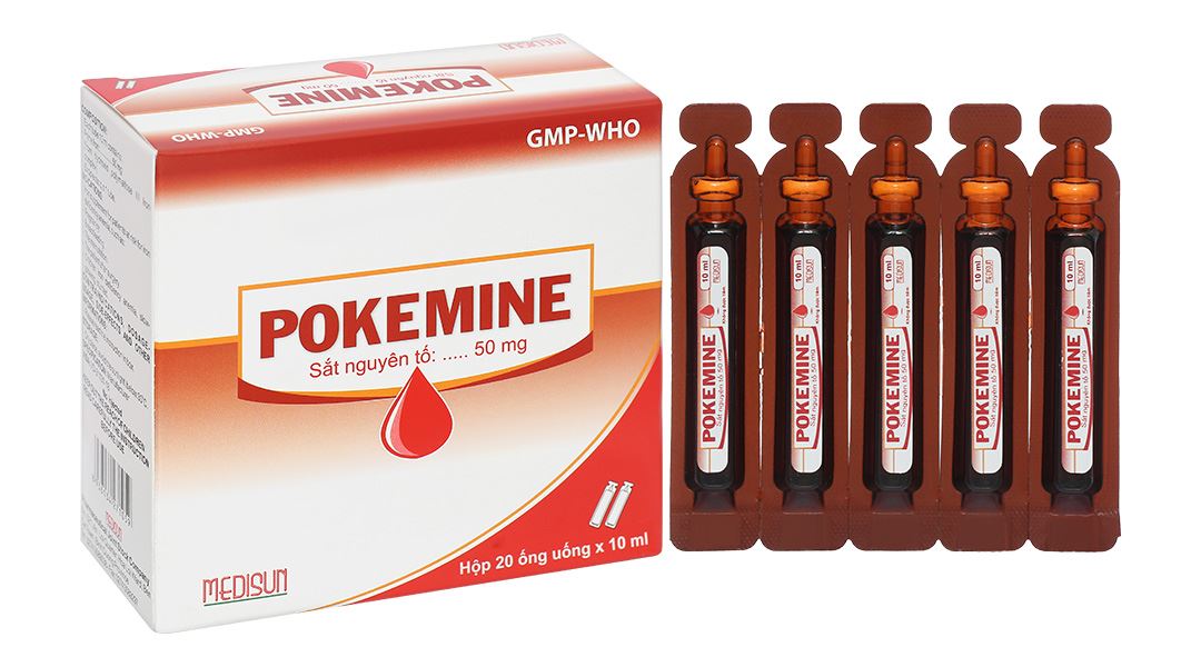 Dung dịch uống Pokemine 50mg hỗ trợ bổ sung sắt (20 ống x 10ml) - 01/ ...