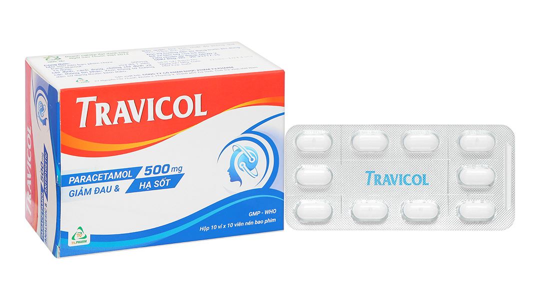 Travicol 500mg giảm đau, hạ sốt (10 vỉ x 10 viên) - 05/2026 ...