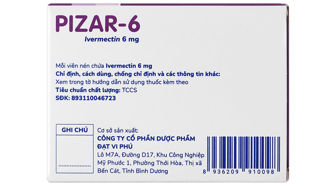 Thuốc Pizar 6 trị giun chỉ, giun lươn (1 vỉ x 4 viên) - 03/2026 ...