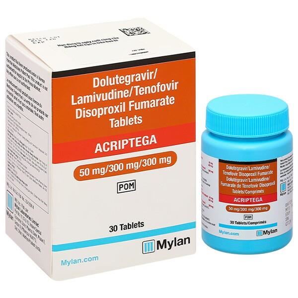 Acriptega 50mg/300mg/300mg điều trị nhiễm virus HIV chai 30 viên - 02/ ...