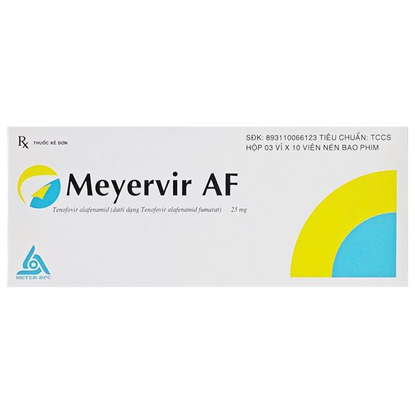 Meyervir AF 25mg điều trị viêm gan siêu vi B mạn tính (3 vỉ x 10 viên ...