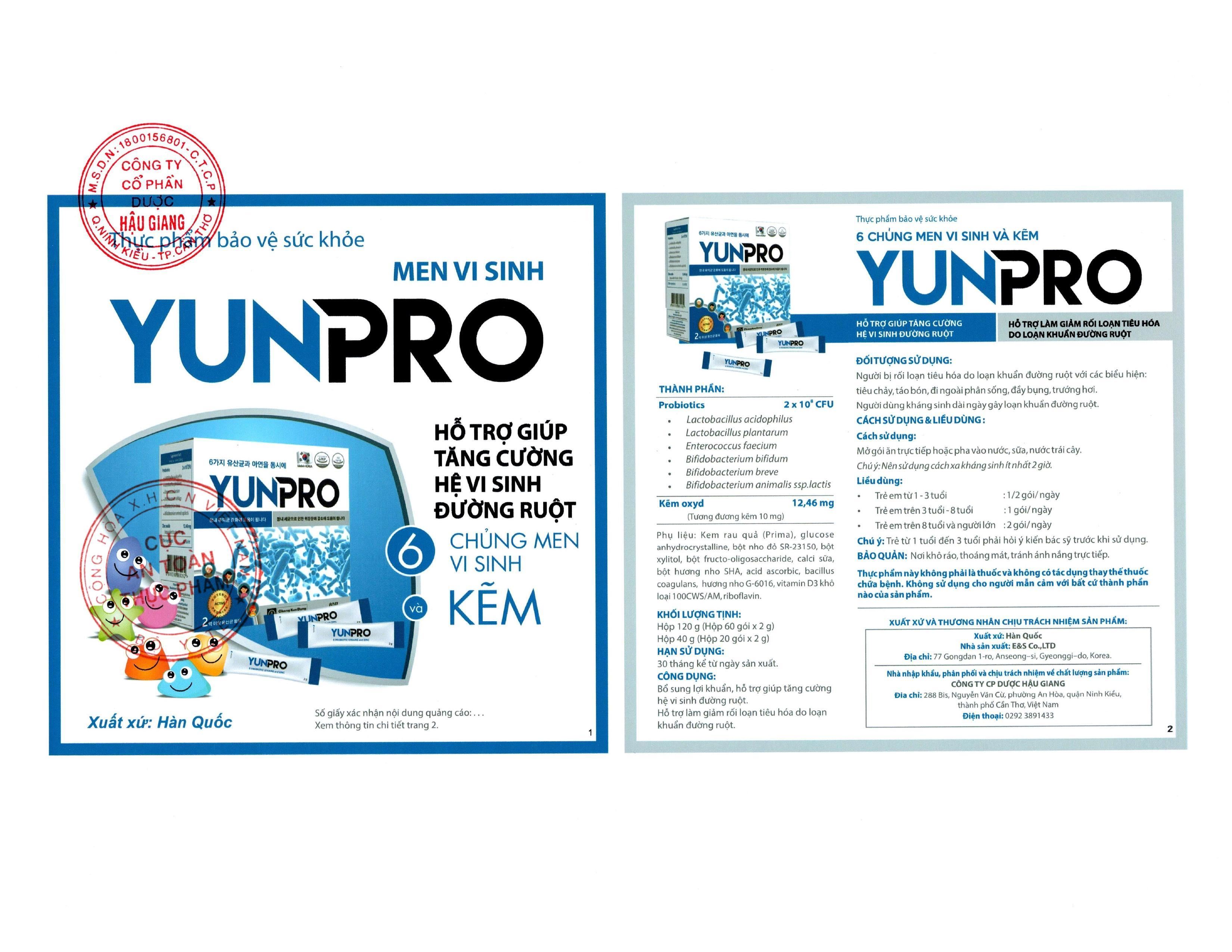 Yunpro hộp 60 gói - 11/2025 | nhathuocankhang.com