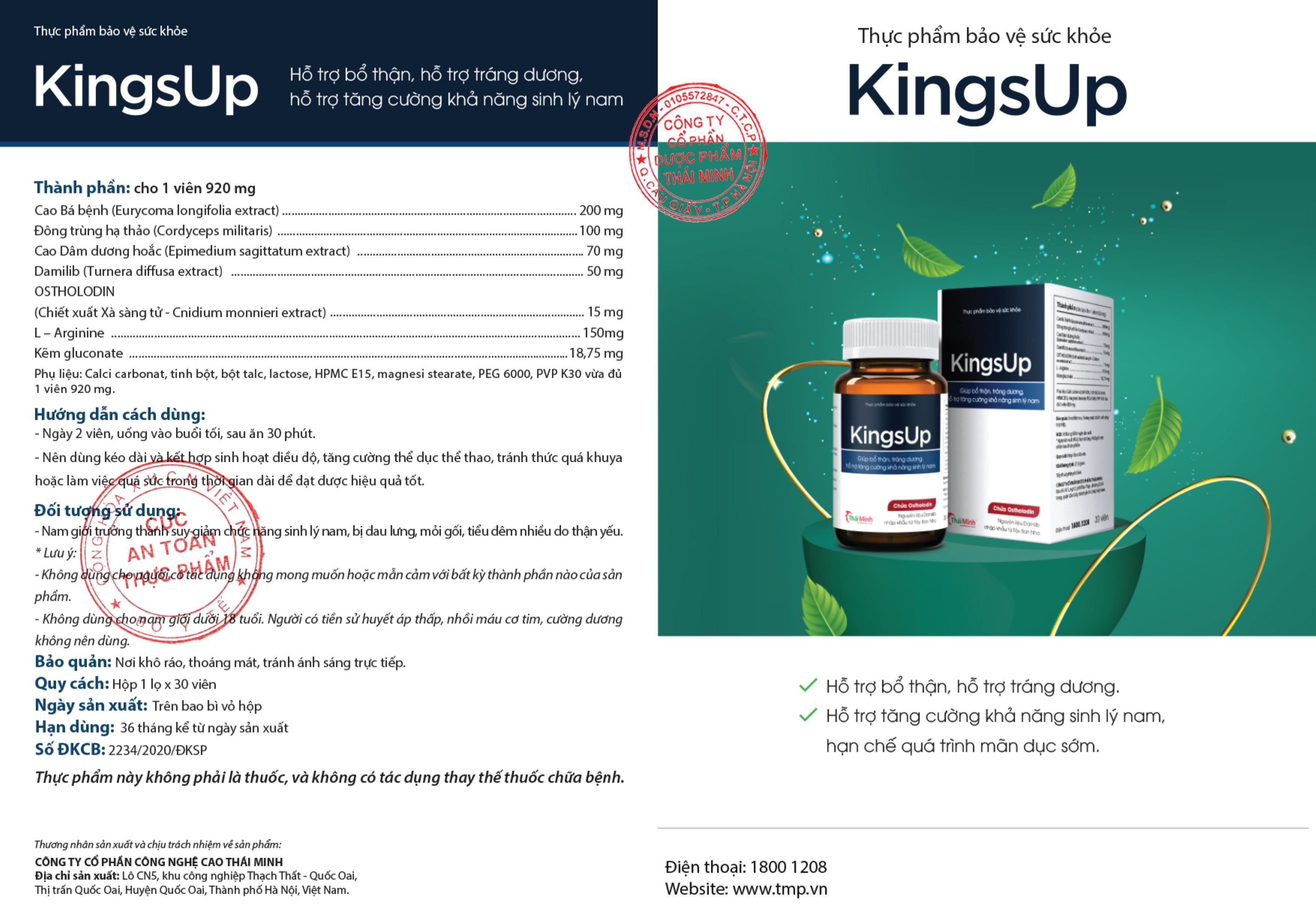 Thực phẩm bảo vệ sức khỏe Kingsup hộp 80 viên - 05/2026 ...