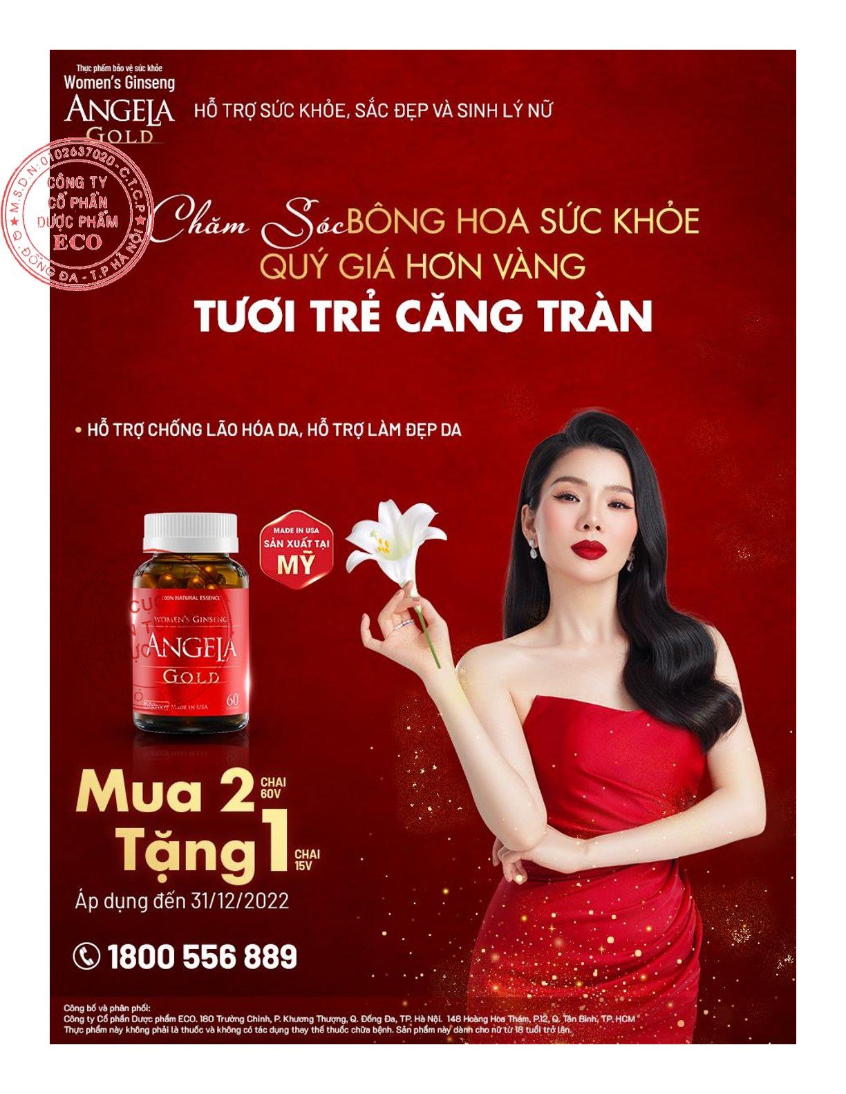 Angela Gold chai 30 viên - 12/2025 | nhathuocankhang.com