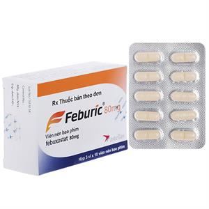 Feburic 80mg trị tăng acid uric huyết mạn tính trong bệnh gout (3 vỉ x ...