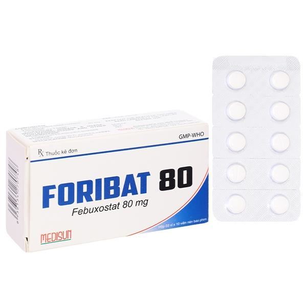 Foribat 80 trị gout do tăng acid uric huyết mạn tính (3 vỉ x 10 viên ...