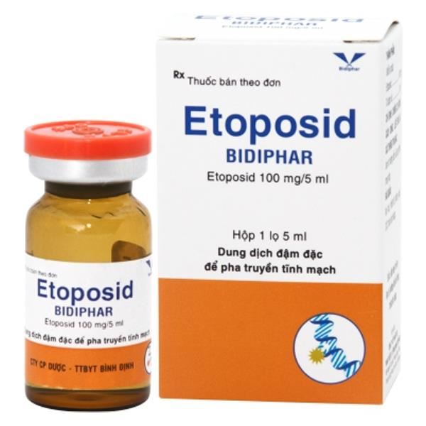 Dung dịch pha tiêm Etoposid Bidiphar 100mg/5ml kết hợp điều trị ung thư ...