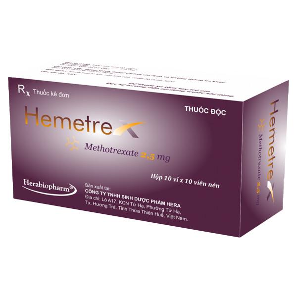 Metrex Tab 2.5mg điều trị khối u, vảy nến, viêm khớp dạng thấp (10 vỉ x ...