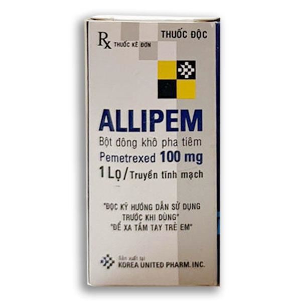 Bột pha tiêm Allipem 100mg điều trị ung thư phổi không tế bào nhỏ hộp 1 ...